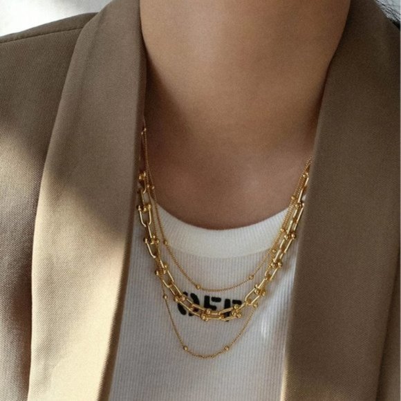 Jewelry | Gold Color Link Chain Three Layer Necklace | Poshmark